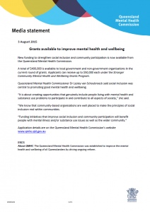 Grants available to improve mental health and wellbeing | Queensland ...